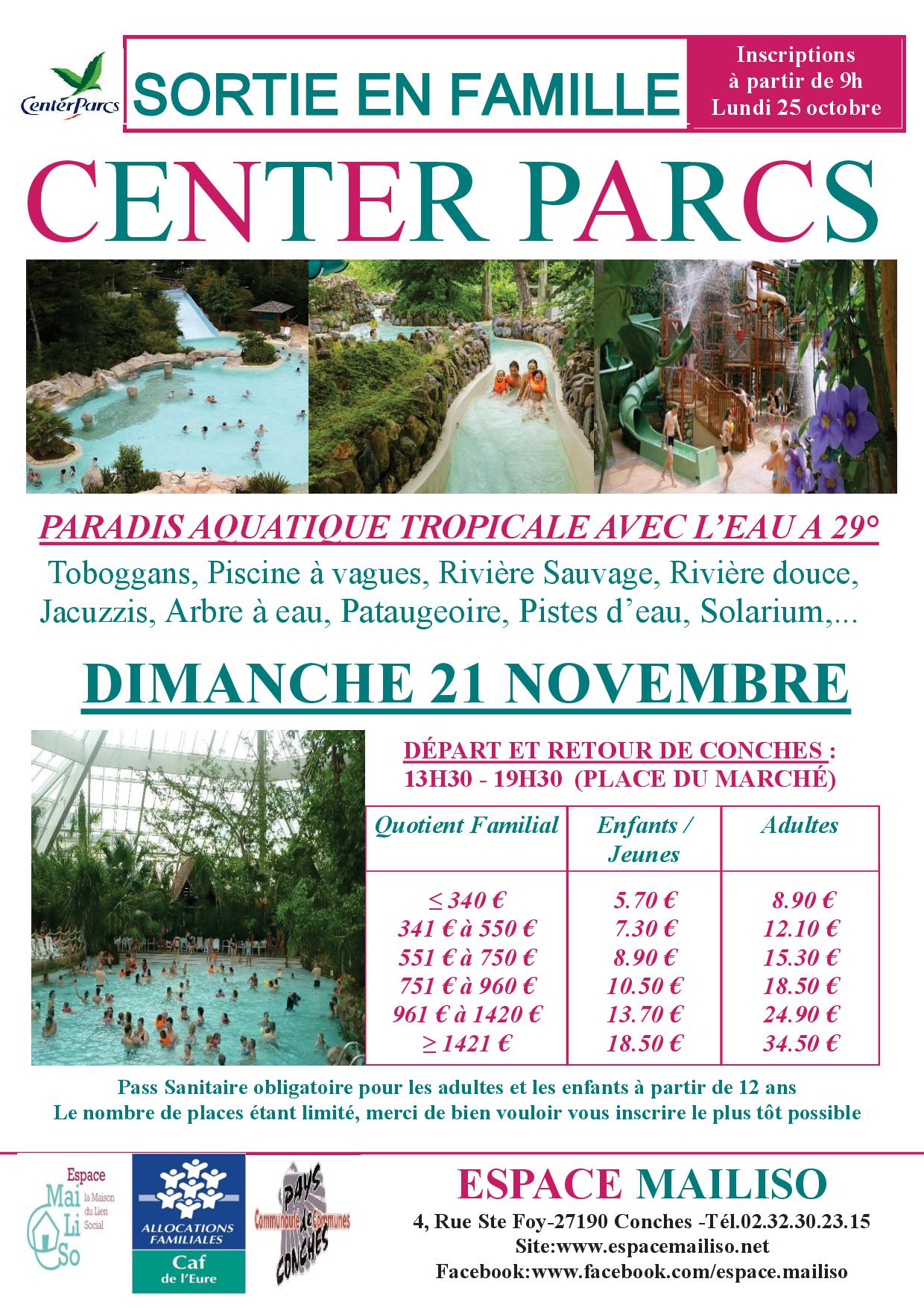 SORTIE EN FAMILLE CENTER PARCS – Espace Maliso