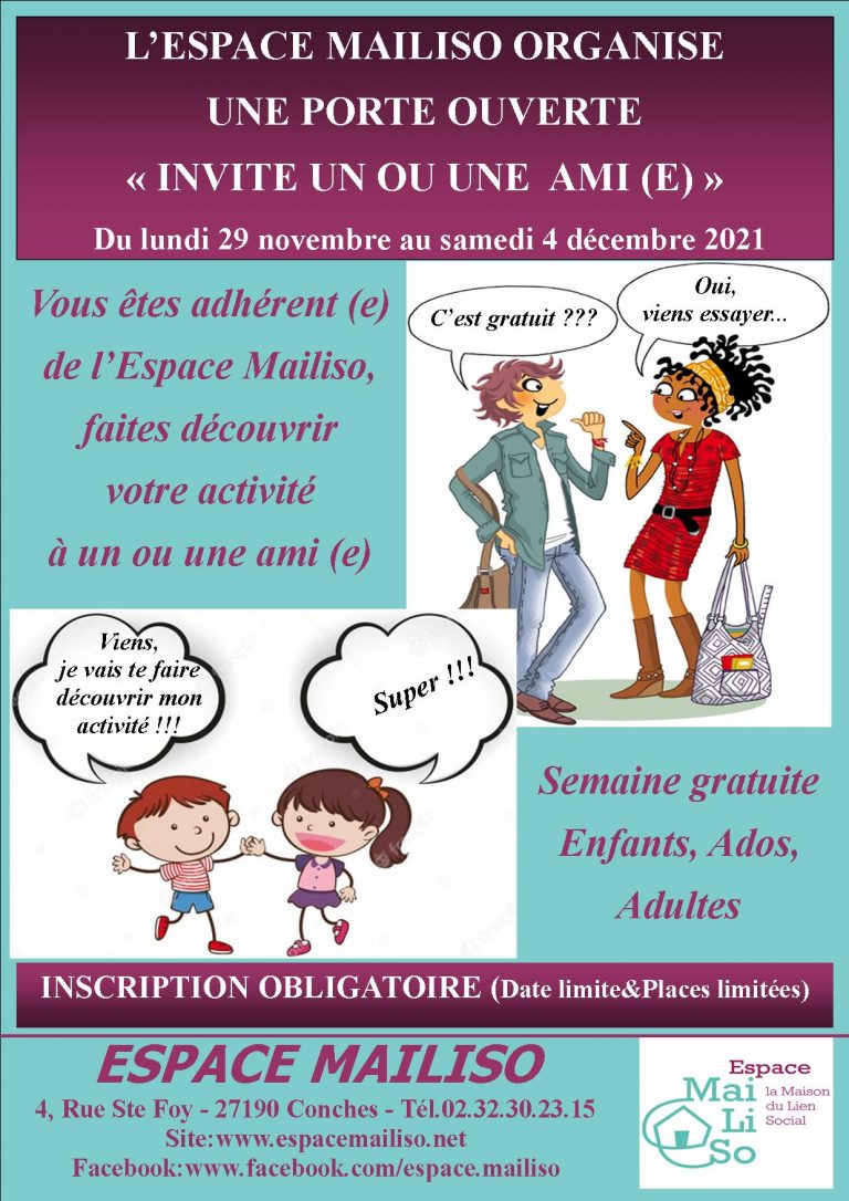PORTE OUVERTE « INVITE UN OU UNE AMI(E) – Espace Maliso