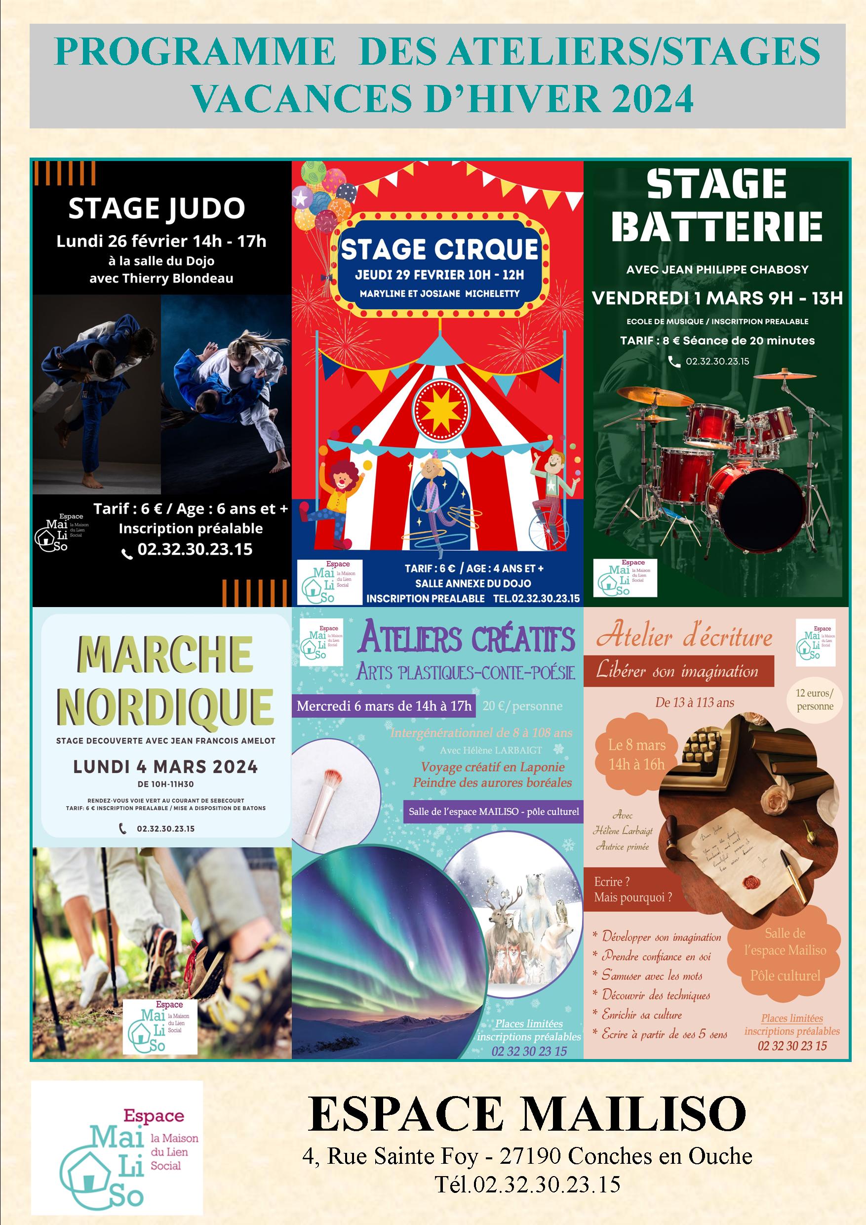 Programme Stages/Ateliers des vacances d’hiver 2024 Espace MaiLiSo ...