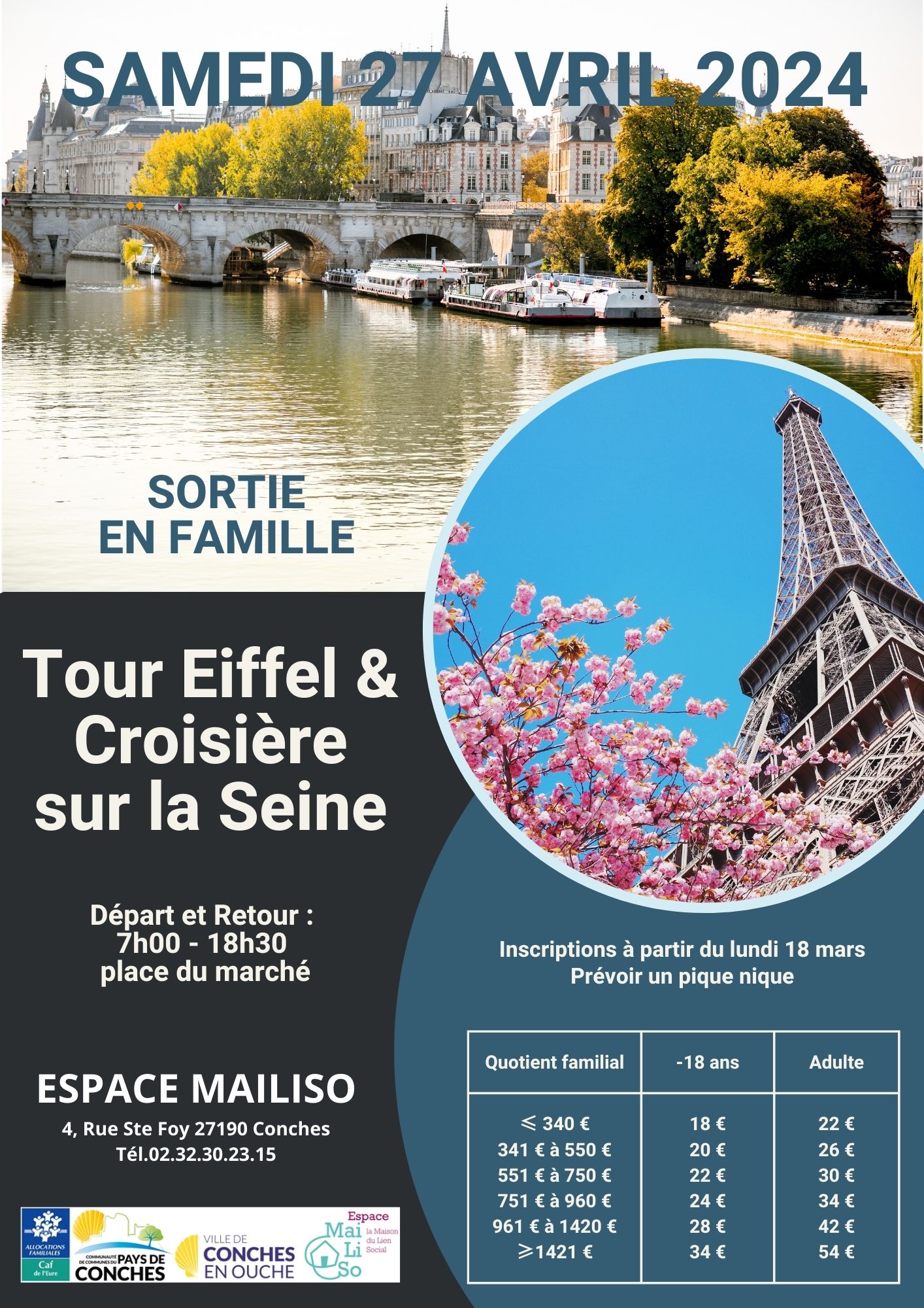 Sortie en famille samedi 27 Avril 2024 Tour Eiffel & croisière sur la ...