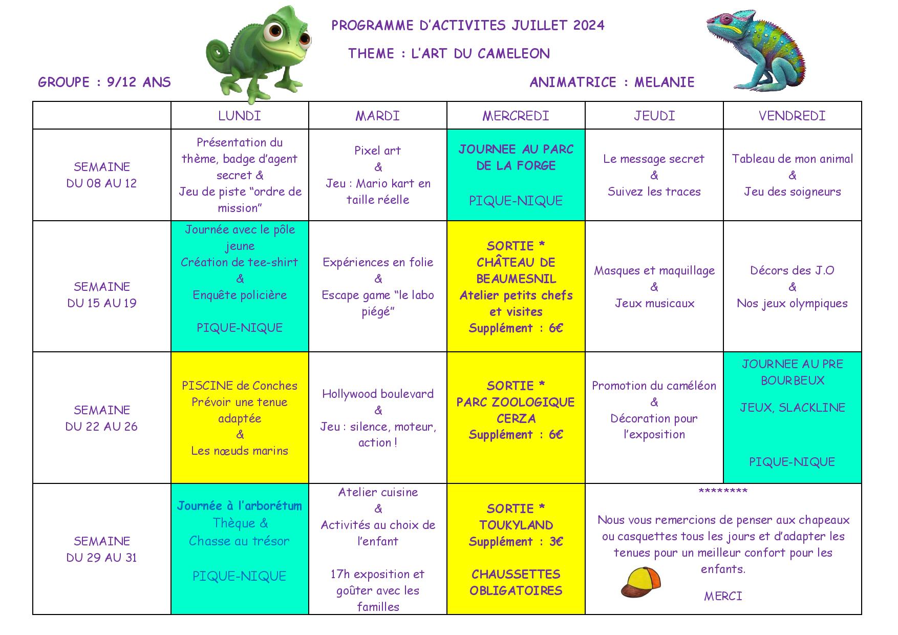 Programme de juillet/aout de ALSH du Chène au Loup de Conches – Espace ...