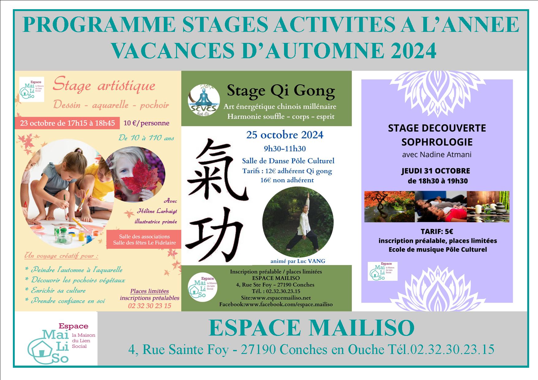 Programme stages activités à l’année vacances d’automne 2024 – Espace ...