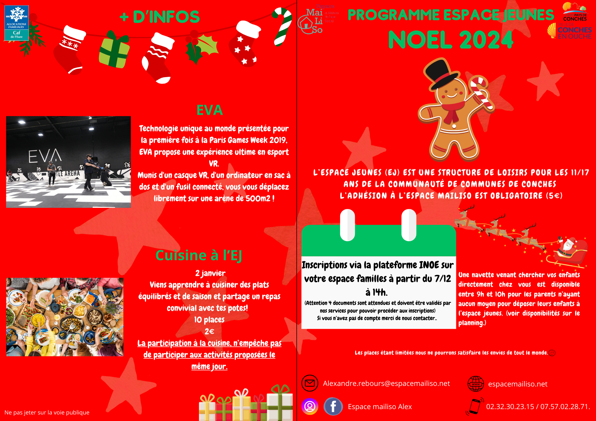 Planning des vacances Espace Jeunes – Espace Maliso